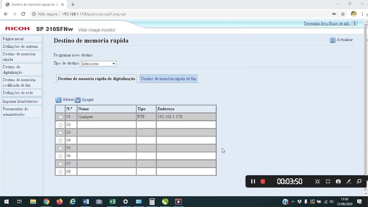Scanner FTP Ricoh Sp 310FNw ( Digitalizar / Scanner). - YouTube