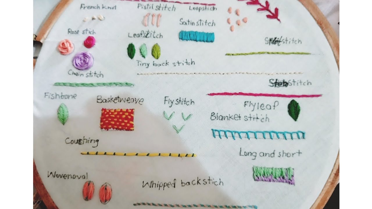 21 Basic Hand Embroidery Stitches Sampler That Absolute Beginners - YouTube