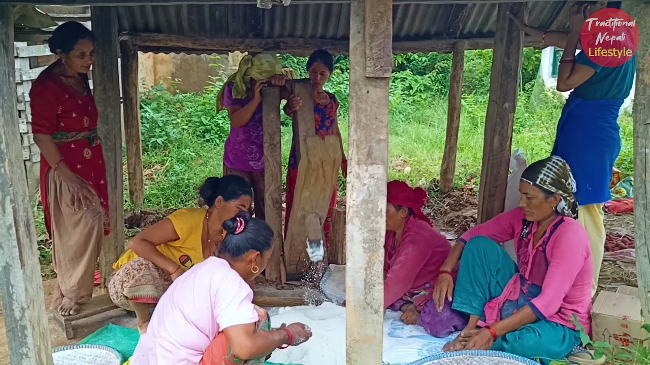 Traditional Nepali Dhiki | Prepare For Village Wedding | Country life ...