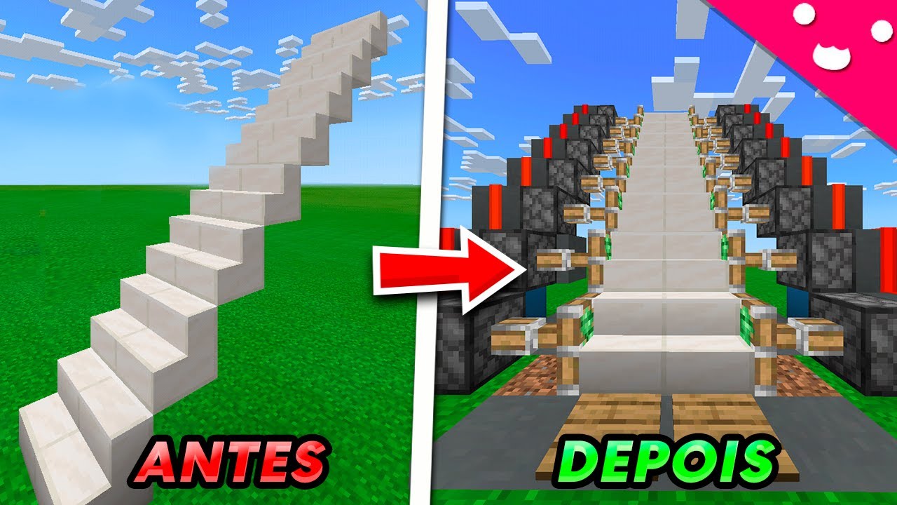 como fazer ESCADA AUTOMÁTICA no Minecraft Pe - YouTube