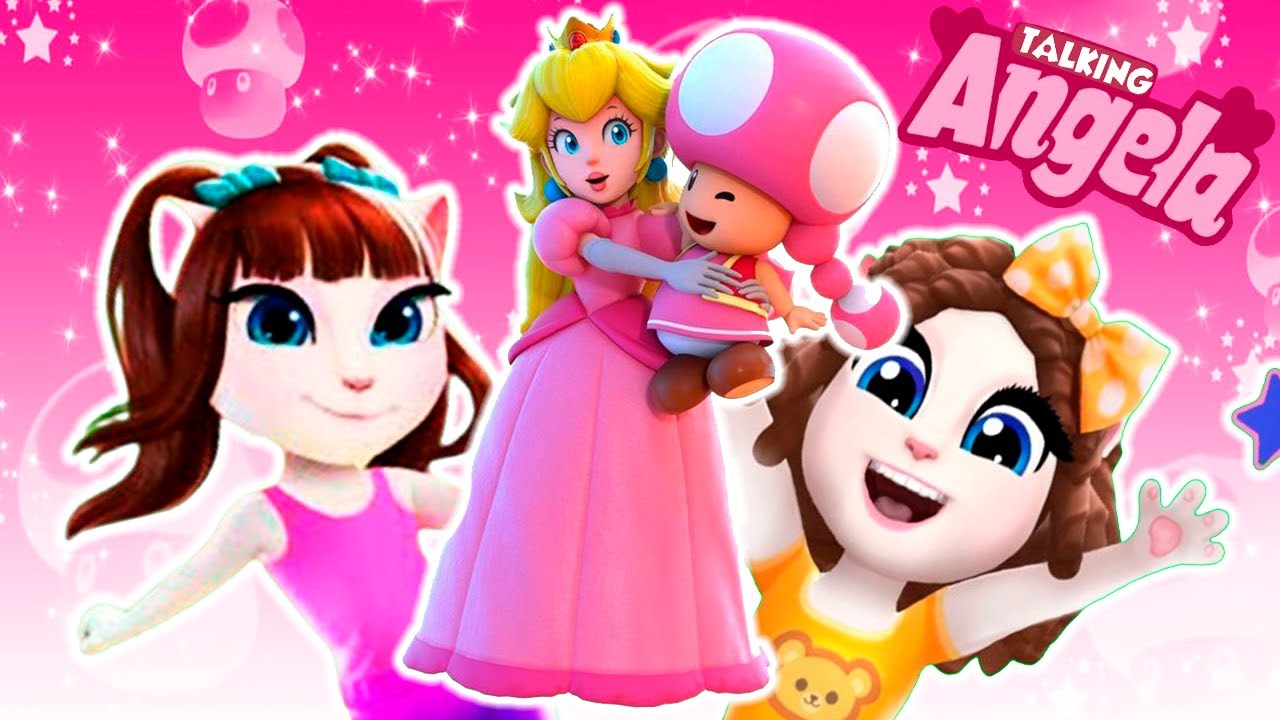 My talking Angela 2 | Princess Peach VS Mushroom | Talking Angela Party ...