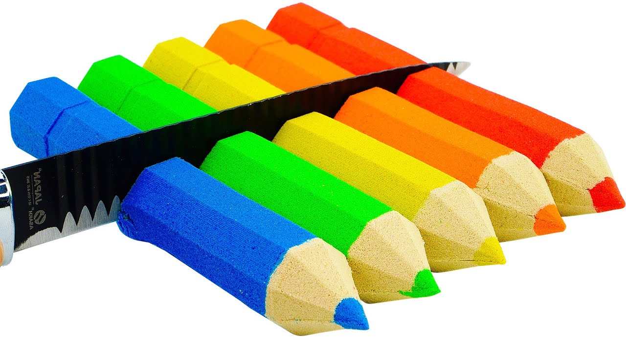Satisfying Video l How To Make Kinetic Sand Rainbow Pencil With Color ...
