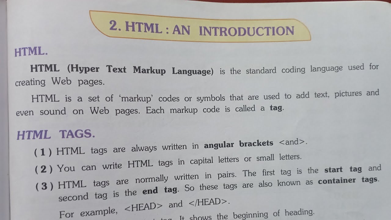 #7thstd | Computer chapter :-2 HTML ( An Introduction) | workbook ...