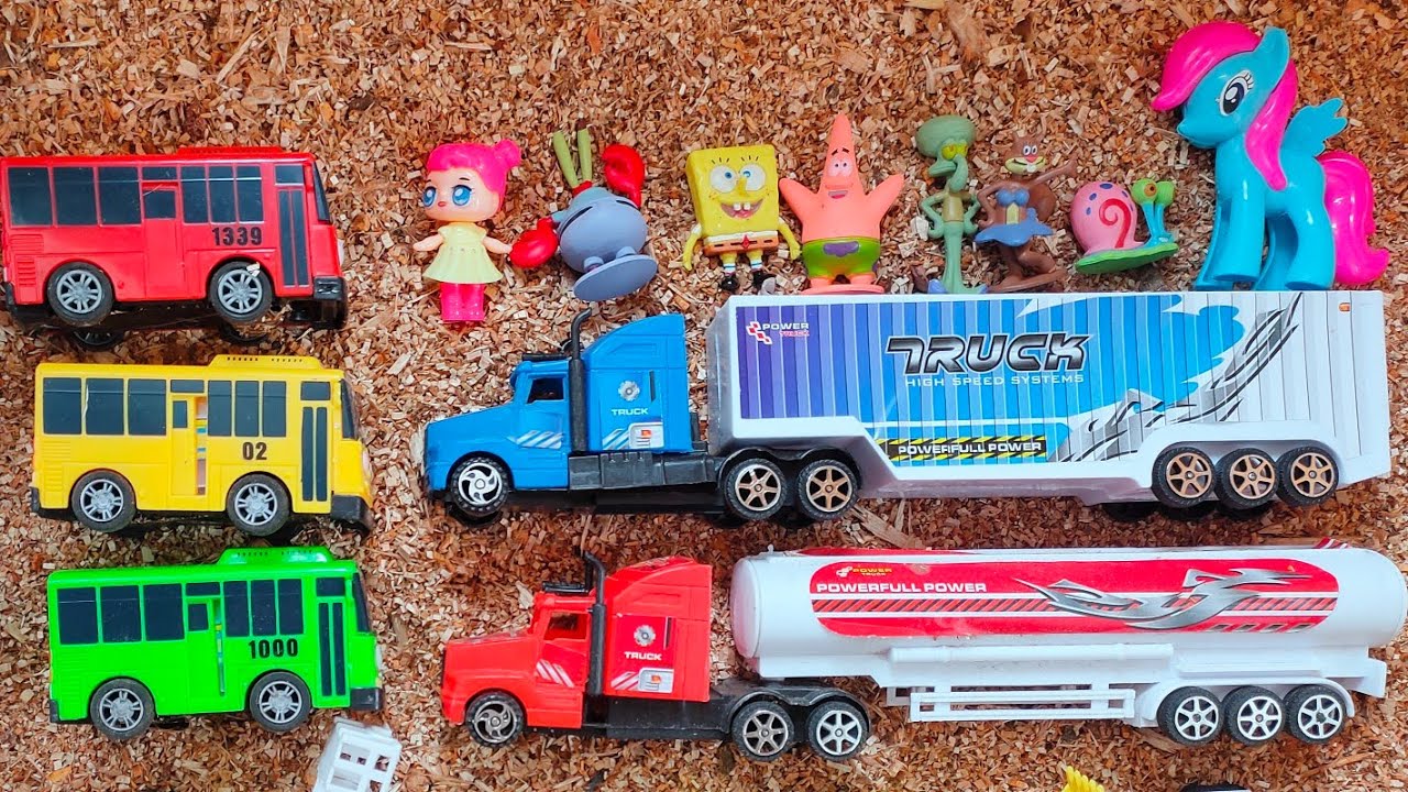 unboxing mainan mobil tayo, Spongebob, tuan crab, Patrik, Squidward ...