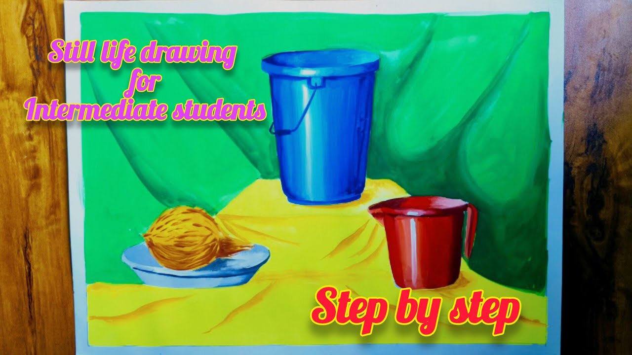 Still life drawing for Intermediate students | Step by step Still life ...