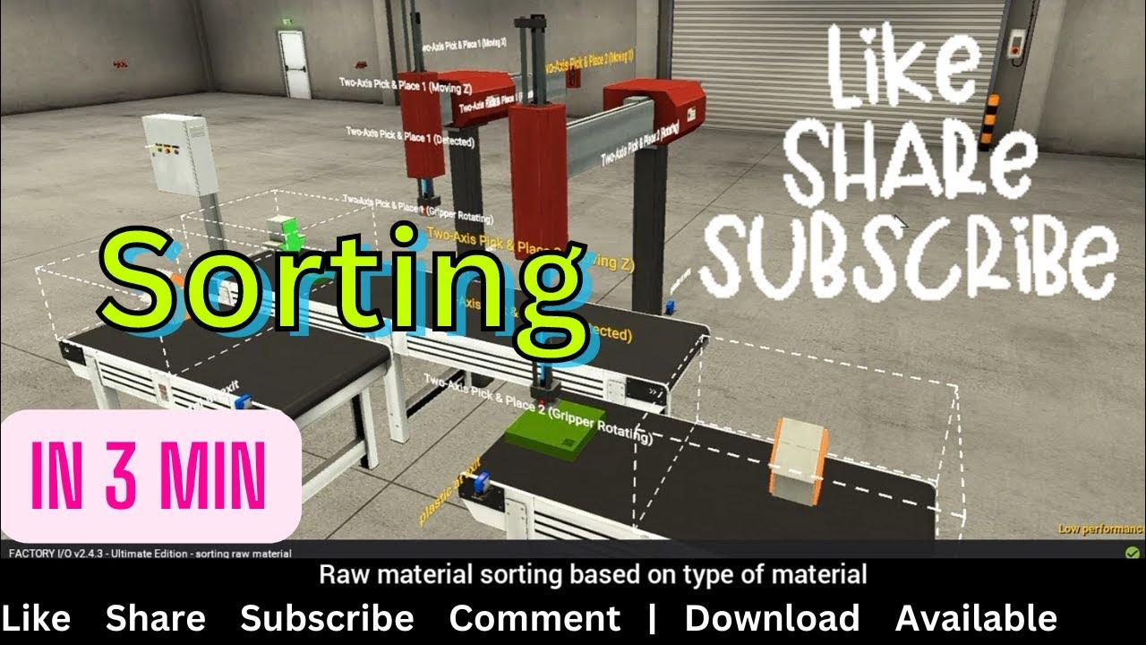 Raw material Sorting using Two Axis Pick and Place station in Factory IO - YouTube