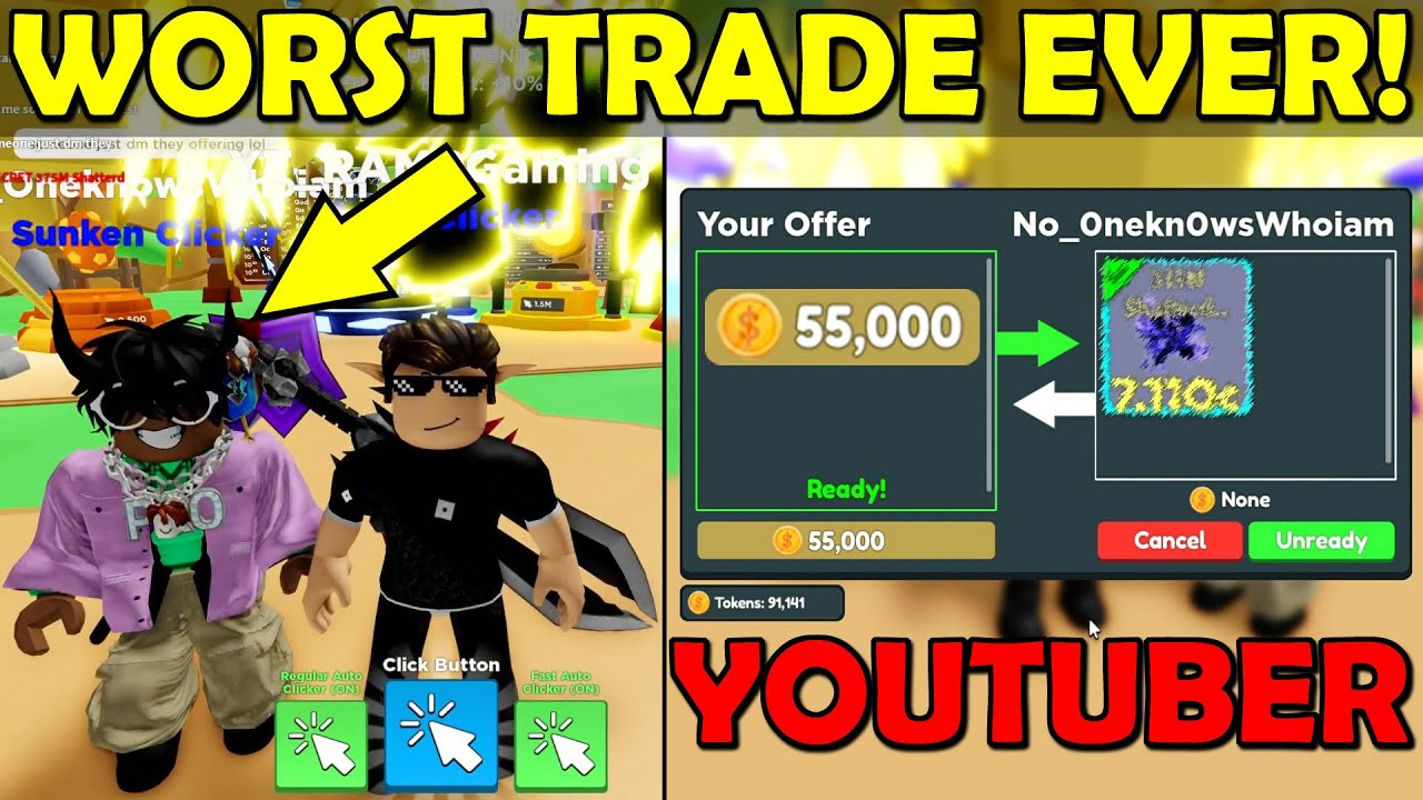 I TRADED A YOUTUBER AND DID THE WORST TRADE EVER in Clicker Simulator ...