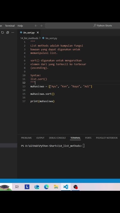 List Methods Sort Di Python Dreaviam Coding Programming Python Youtube 8503