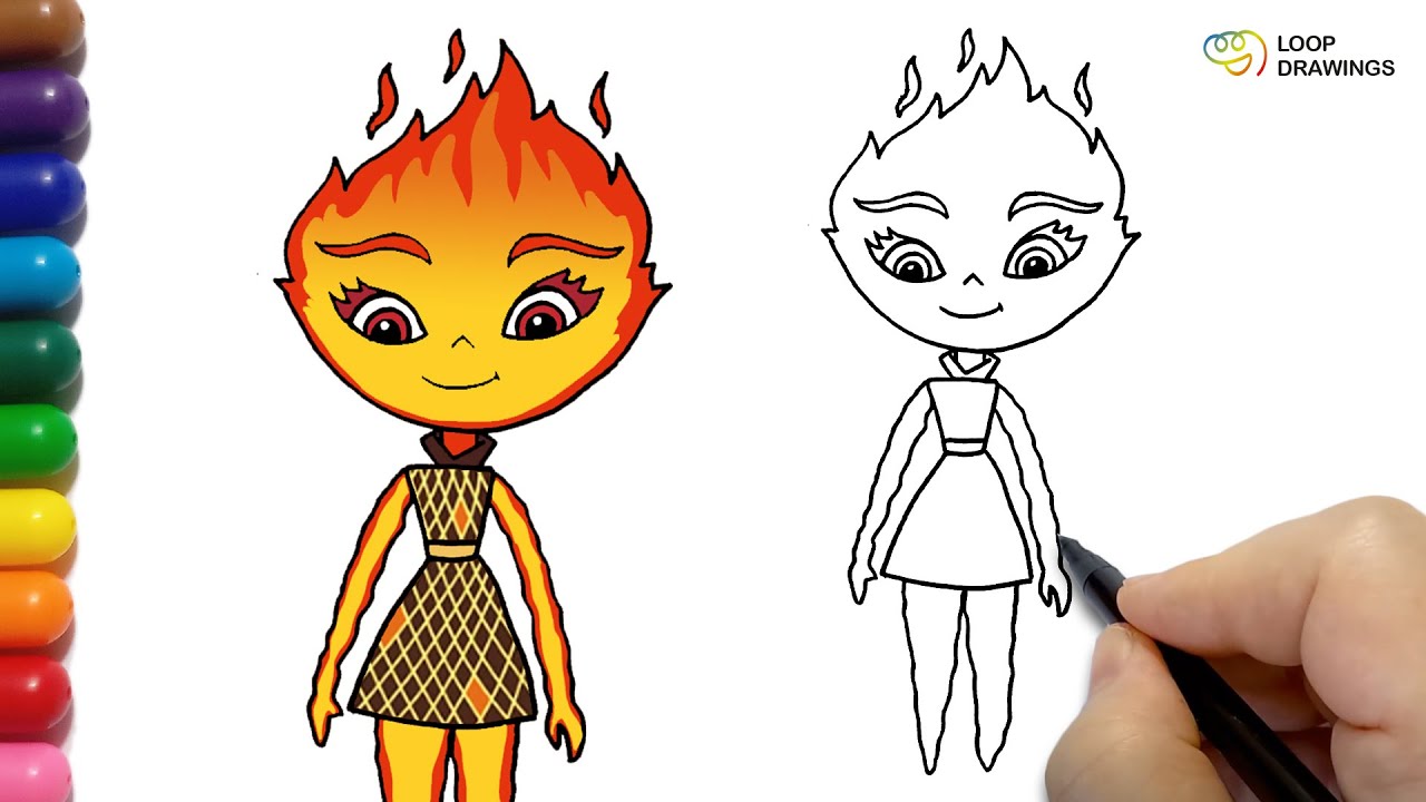 How to Draw Ember 🔥 | Elemental Movie - YouTube