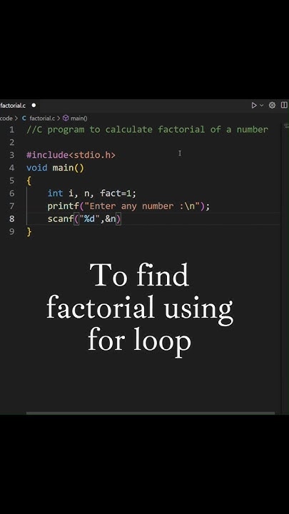 Factorial program in c programming | find factorial of a number #cprogram #shorts - YouTube