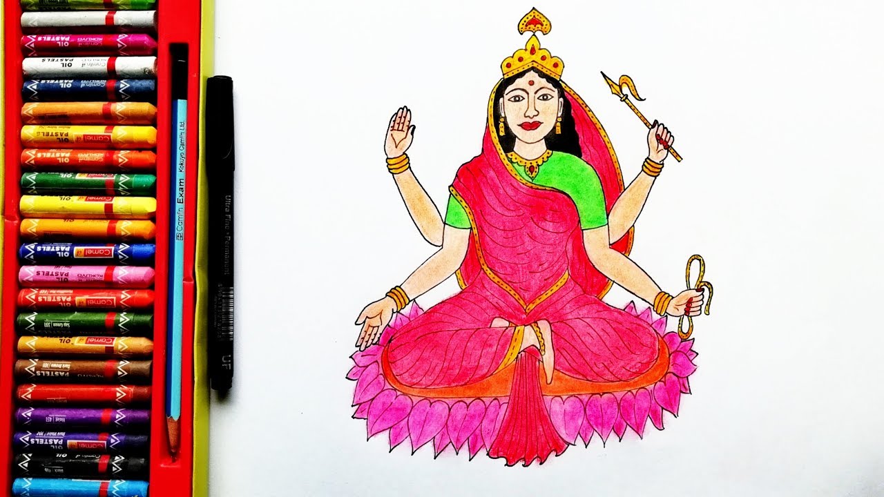 How to Draw Bhuvaneswari Devi Easily | Bhuvaneswari Mata Drawing | by ...