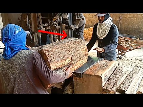 Hard Work Sawing Rubber Wood and Pine Wood - YouTube