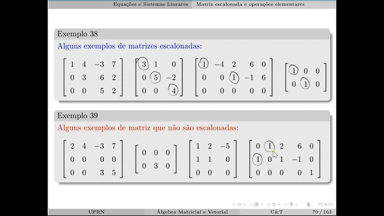 (AMV) Aula 4 - Matriz escalonada e operações elementares - YouTube