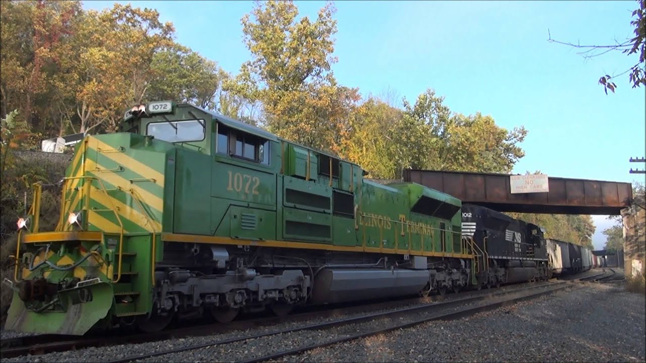 NS 1072 (Illinois Terminal" leading NS 650 Coal Train - YouTube