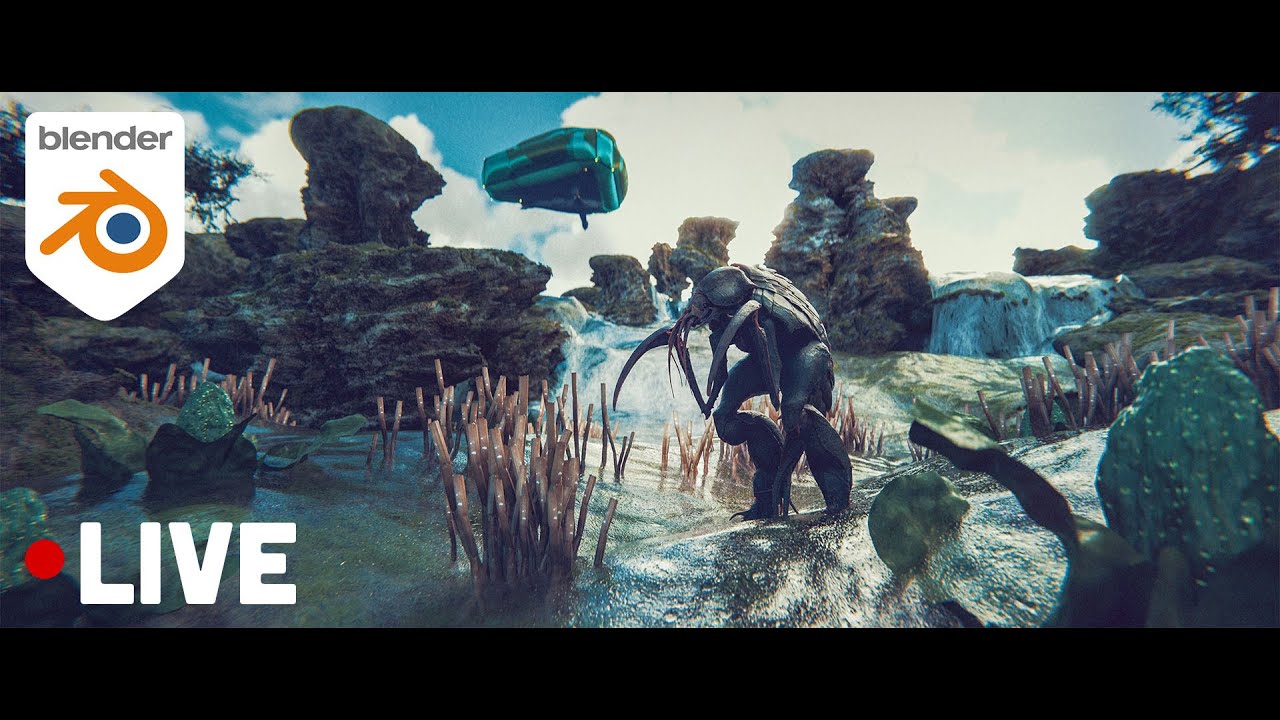 Alien Planet Waterfall Scene in Blender - YouTube