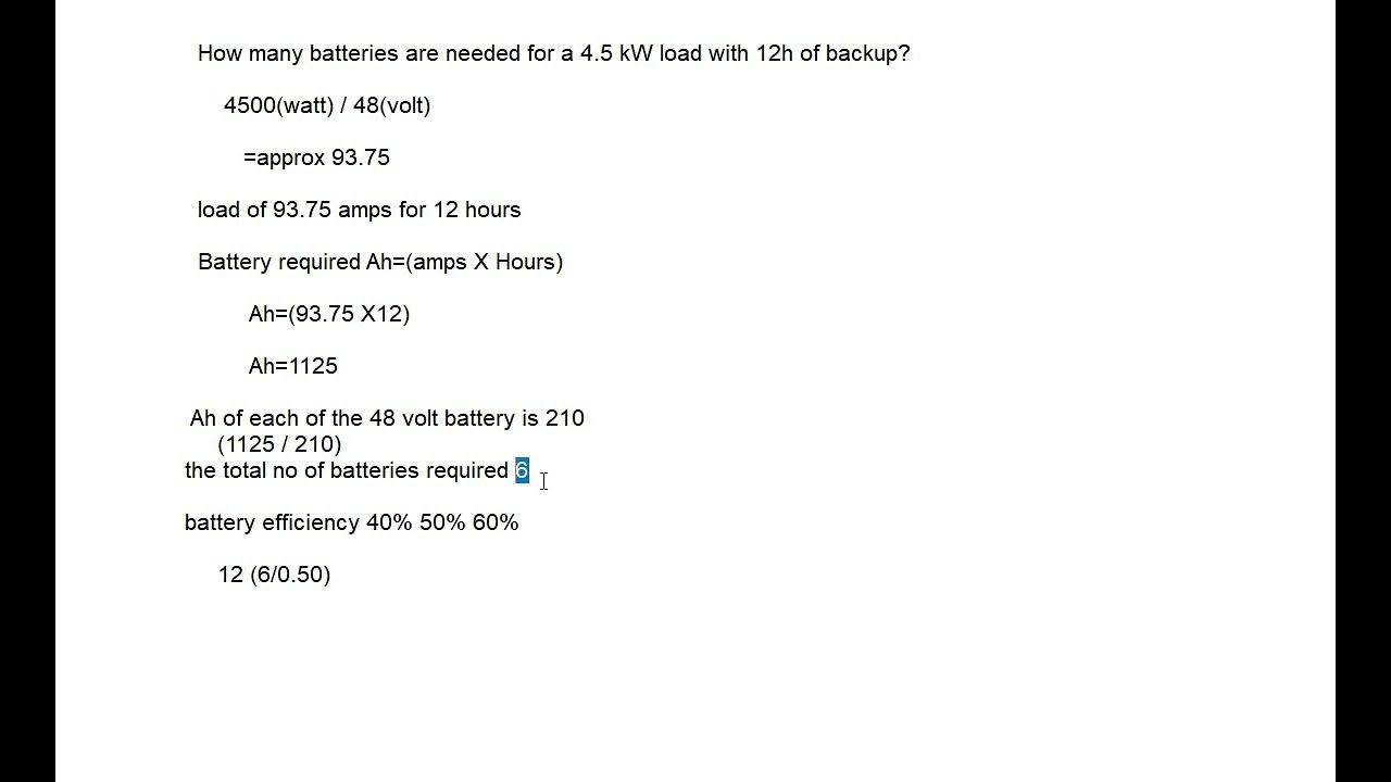 Battery backup time calculation for UPS and Solar system - YouTube