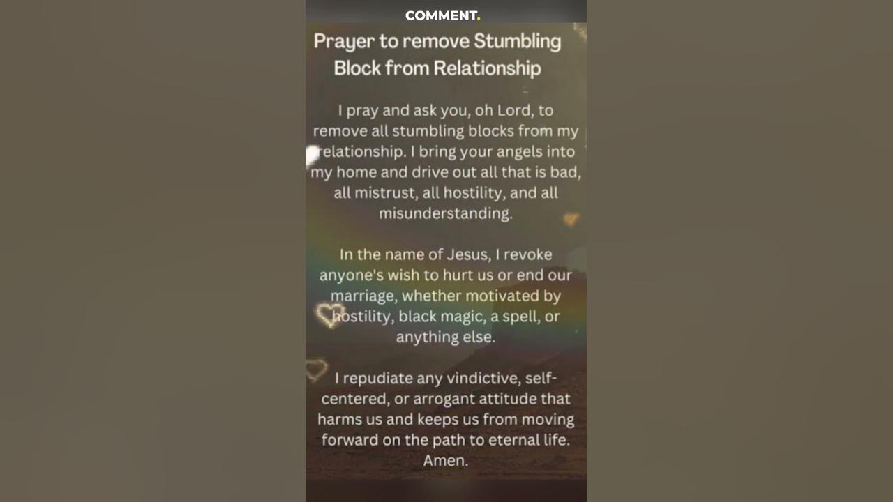 Prayer To Remove Stumbling Blocks In Your Relationship🙏 ️ - YouTube