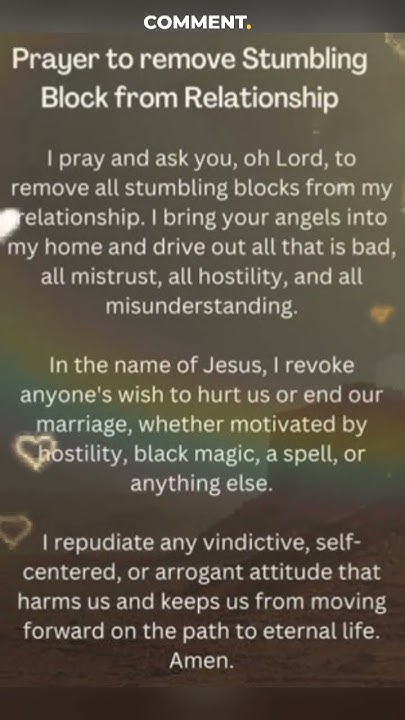 Prayer To Remove Stumbling Blocks In Your Relationship🙏 ️ - YouTube