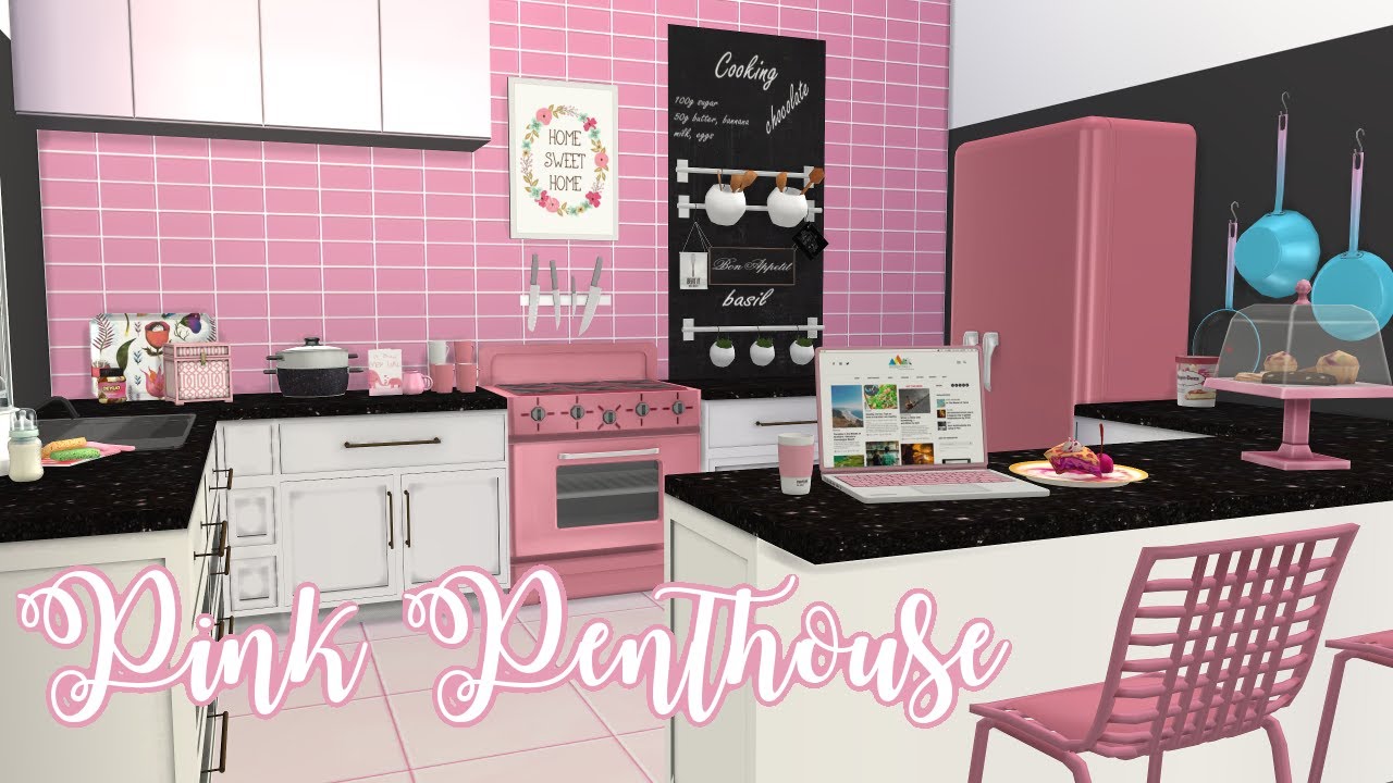 Sims 4 Speed Build | Pink Penthouse CC #sims4speedbuild #sims4cc - YouTube
