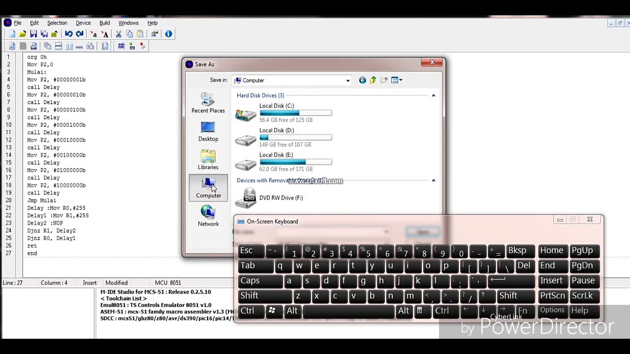 Program Running Led berbasis AT89C51 dengan Proteus & Mide 51 - YouTube