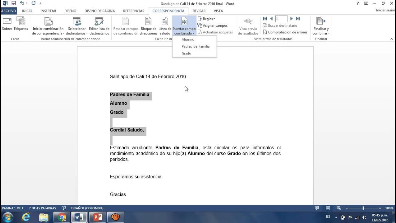 COMO HACER UNA CORRESPONDENCIA EN WORD! - YouTube
