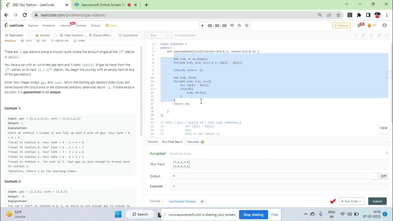 LEETCODE 134. Gas Station | leetcode daily problem | 7/1/23 - YouTube