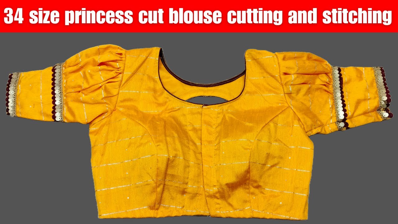 34 size princess cut blouse cutting and stitching | Princess cut blouse ...