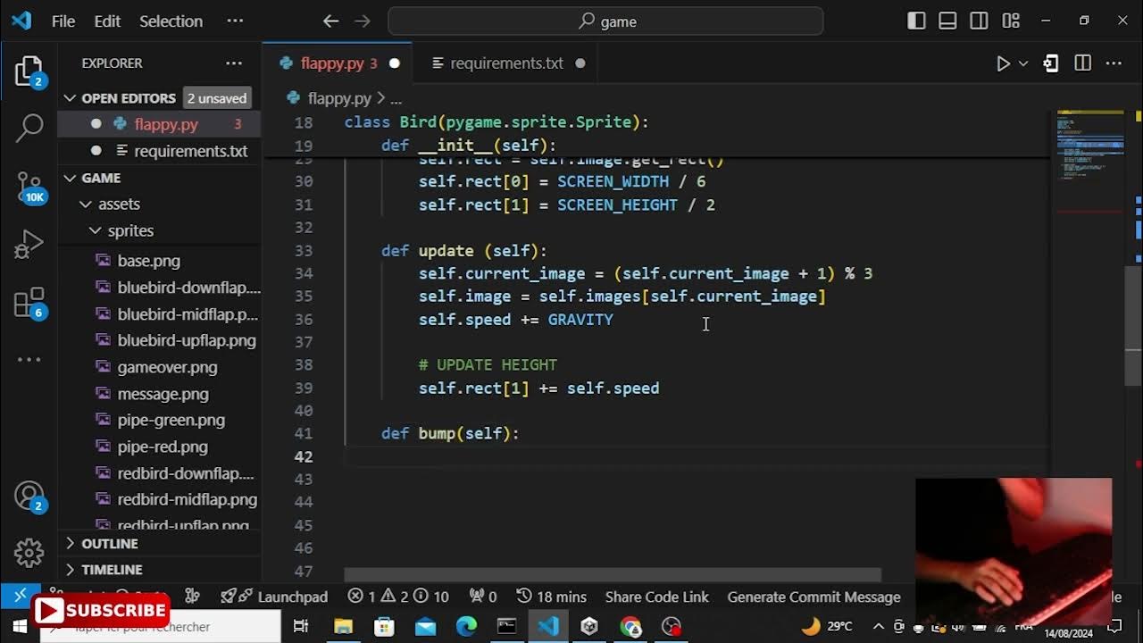 FLAPPY BIRD in python for beginners || Coding with relaxing music - YouTube
