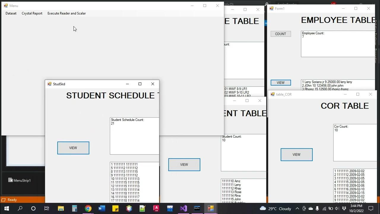 Execute Scalar And Reader Output || Client-Server Programming (Visual Studio) - YouTube