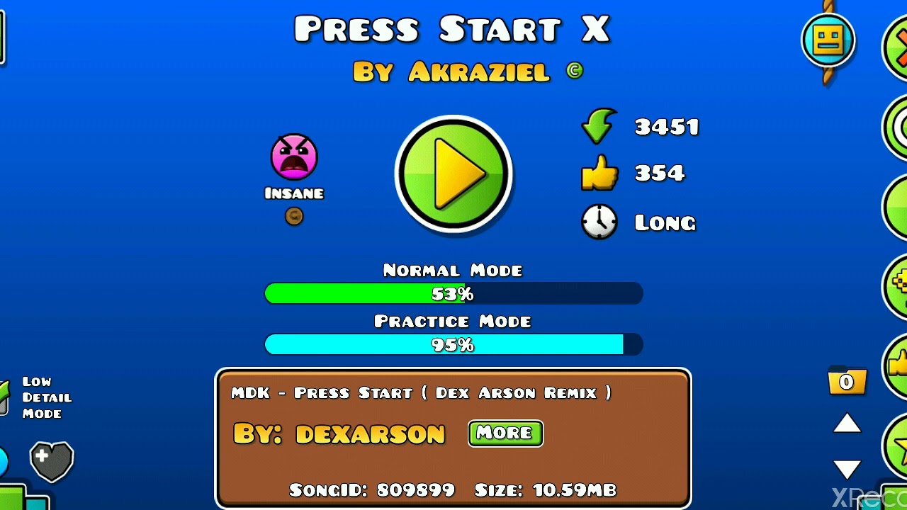 Press Start X by "Akraziel"progress, (Geometry dash) - YouTube