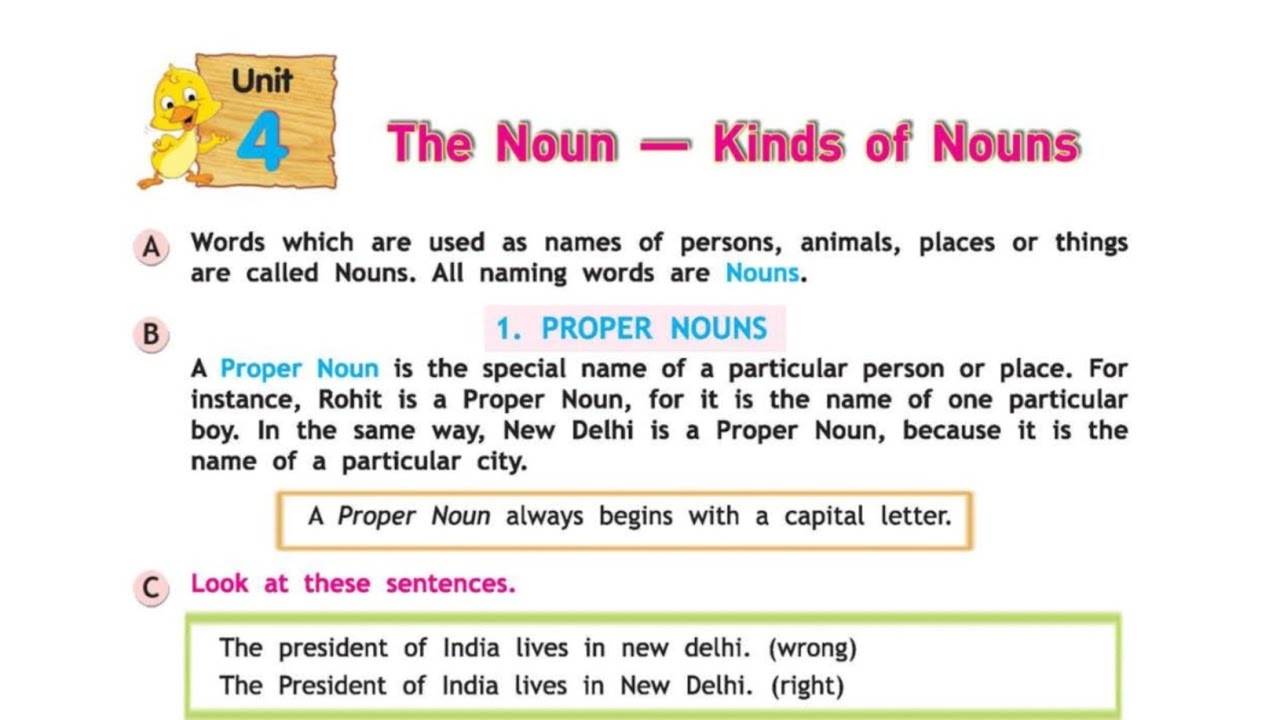The Nouns-Kinds of Nouns|Unit-4|Class-5|Elementary English Grammar and ...