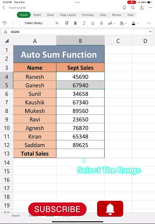 Auto Sum Shortcut In Excel Autosum In Onc Click Autosum In Excel Excel Shorts Youtube
