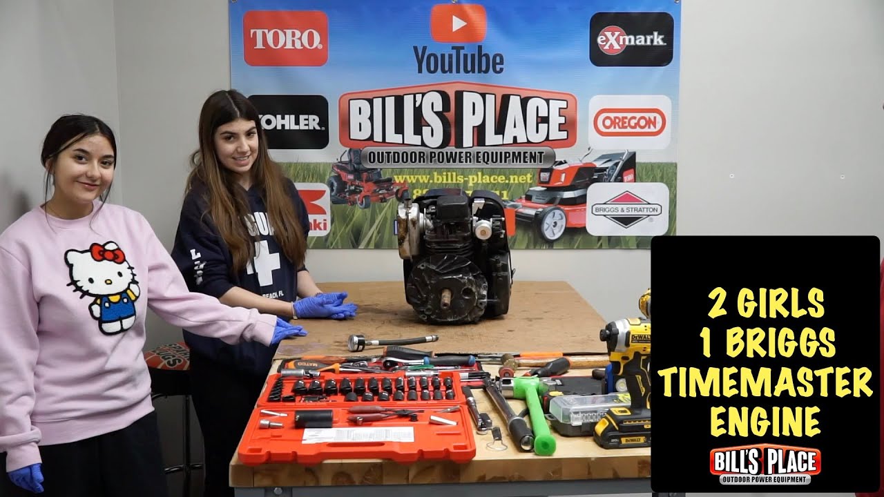 Katalin and Chloe teardown a Briggs & Stratton Timemaster engine. - YouTube