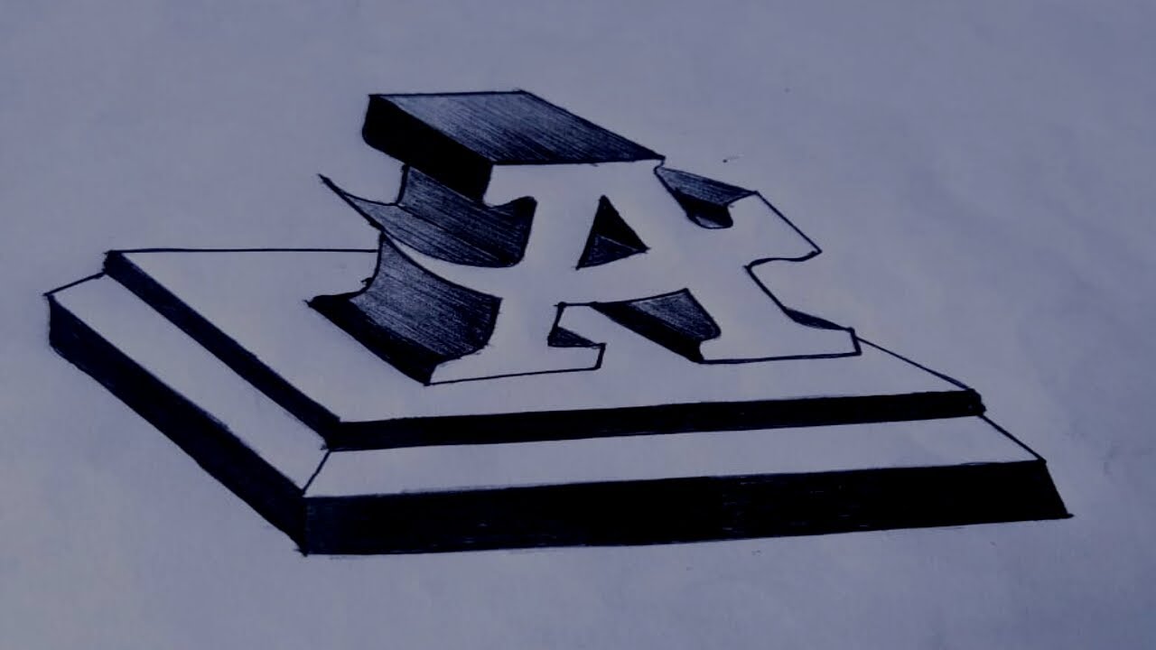 How to draw A letter//3d trick art on paper//simple easy art A--- - YouTube