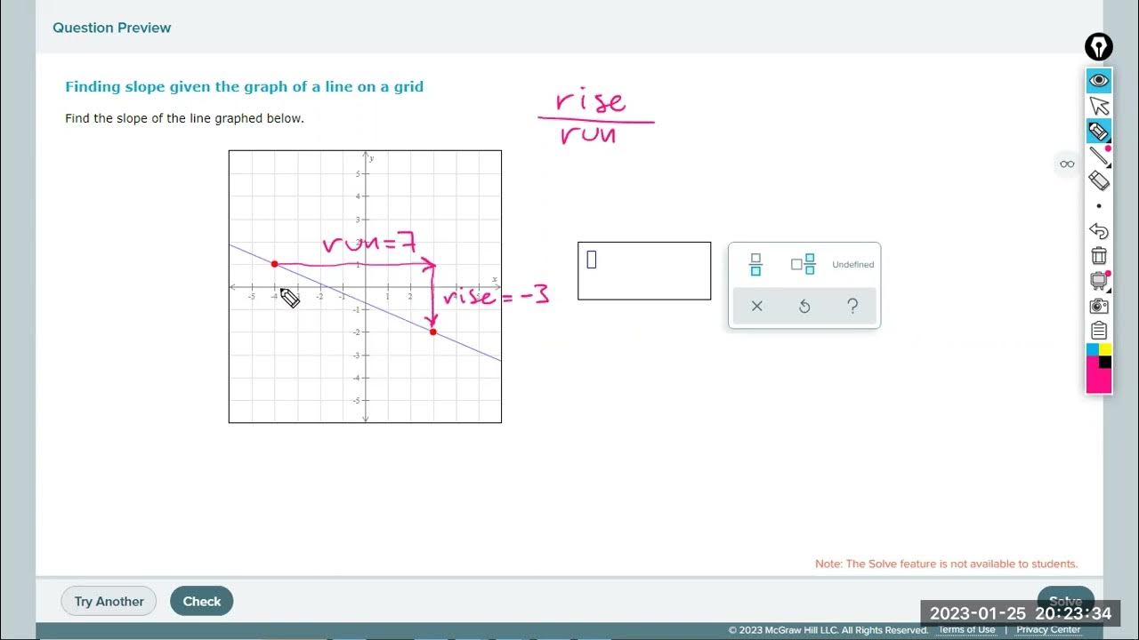 B2 1 3 Finding slope given the graph of a line on a grid - YouTube