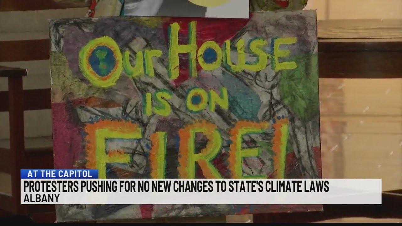 Protesters pushing for no new changes to state's climate laws - YouTube