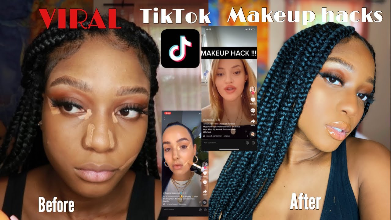Full Face of VIRAL TIK TOK MAKEUP HACKS 😳😱 - YouTube