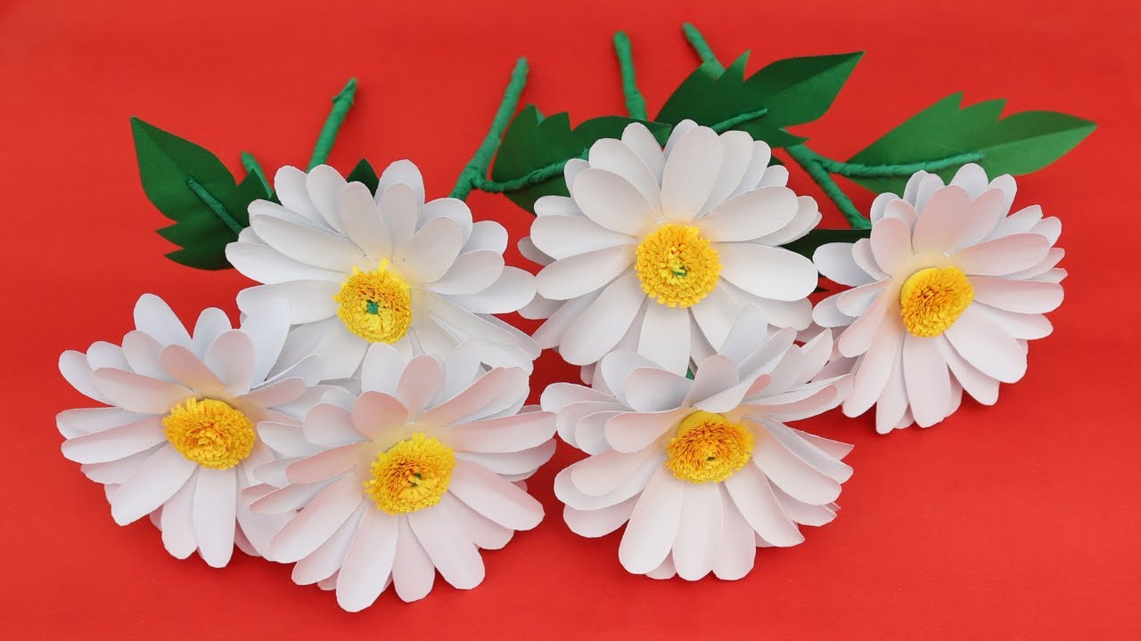 How to make Paper Daisy Flowers | Diy Easy Paper Flowers | Home Decor ...