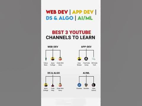 Top 3 YouTube Channels to Learn Web Dev 🌐 | App Dev 📱 | DSA ⚙️ | AI/ML 🤖 #codenewbies #shorts ...
