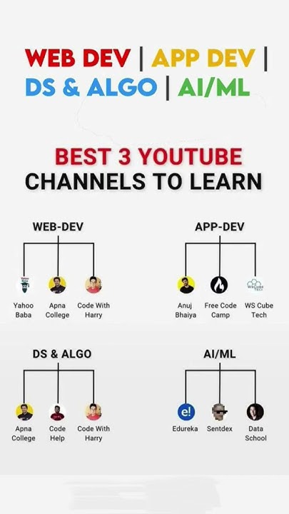 Top 3 YouTube Channels to Learn Web Dev 🌐 | App Dev 📱 | DSA ⚙️ | AI/ML 🤖 #codenewbies #shorts ...
