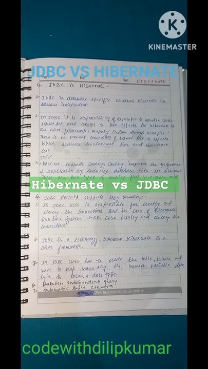 V1#Jdbc vs Hibernate#Difference between Jdbc and Hibernate for #shorts#codewithdilipkumar - YouTube