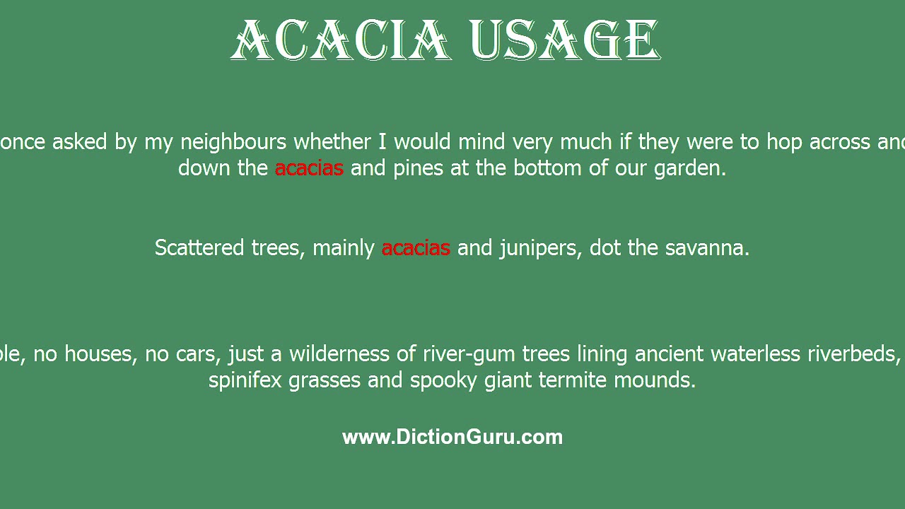 acacia: How to pronounce acacia with Phonetic and Examples - YouTube