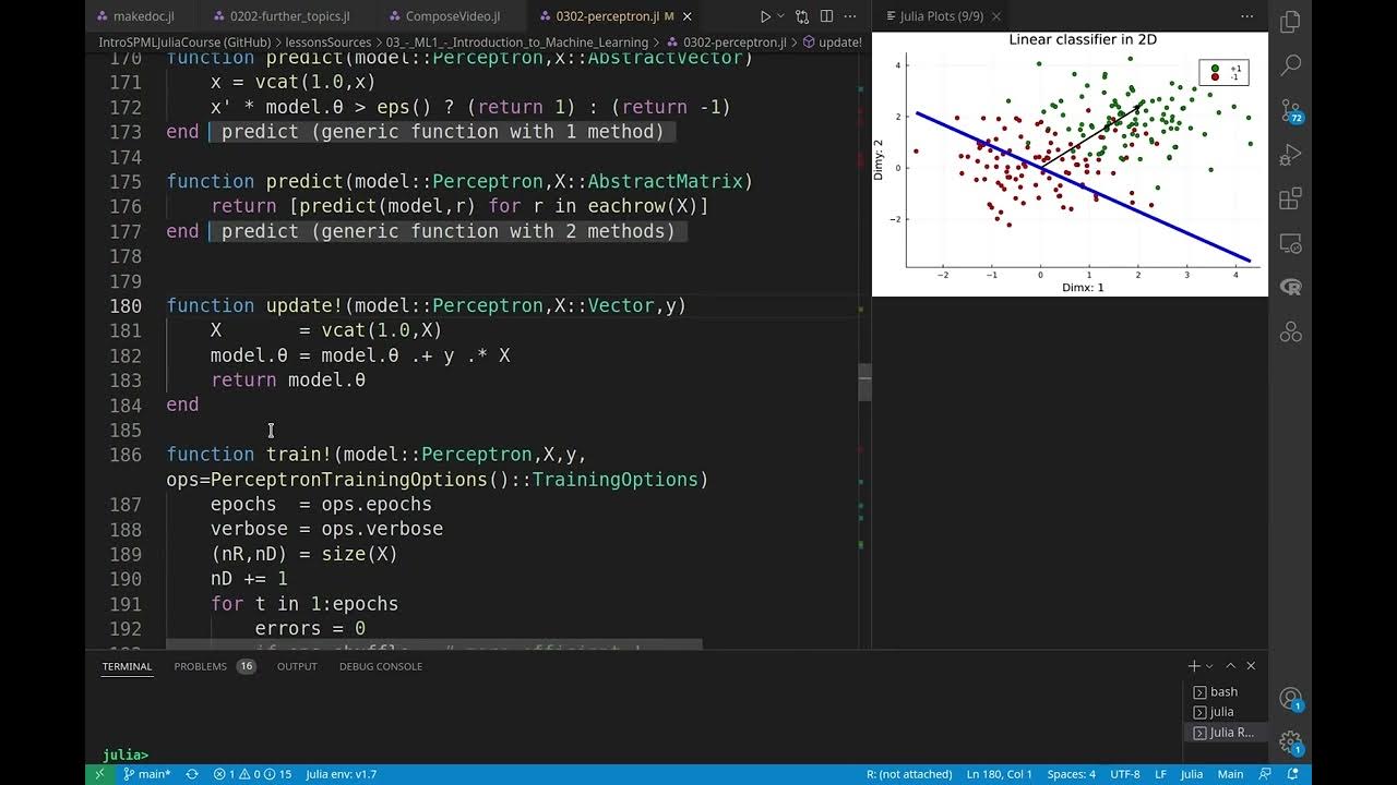 SPMLJ 03 ML1 2B The Perceptron algorithm for linear classification Part ...