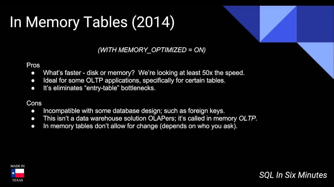 In Memory OLTP Tables (SQL Server 2014) - YouTube