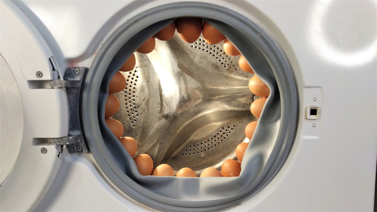 Experiment - EGGS and Door Closing - in a Washing Machines - YouTube