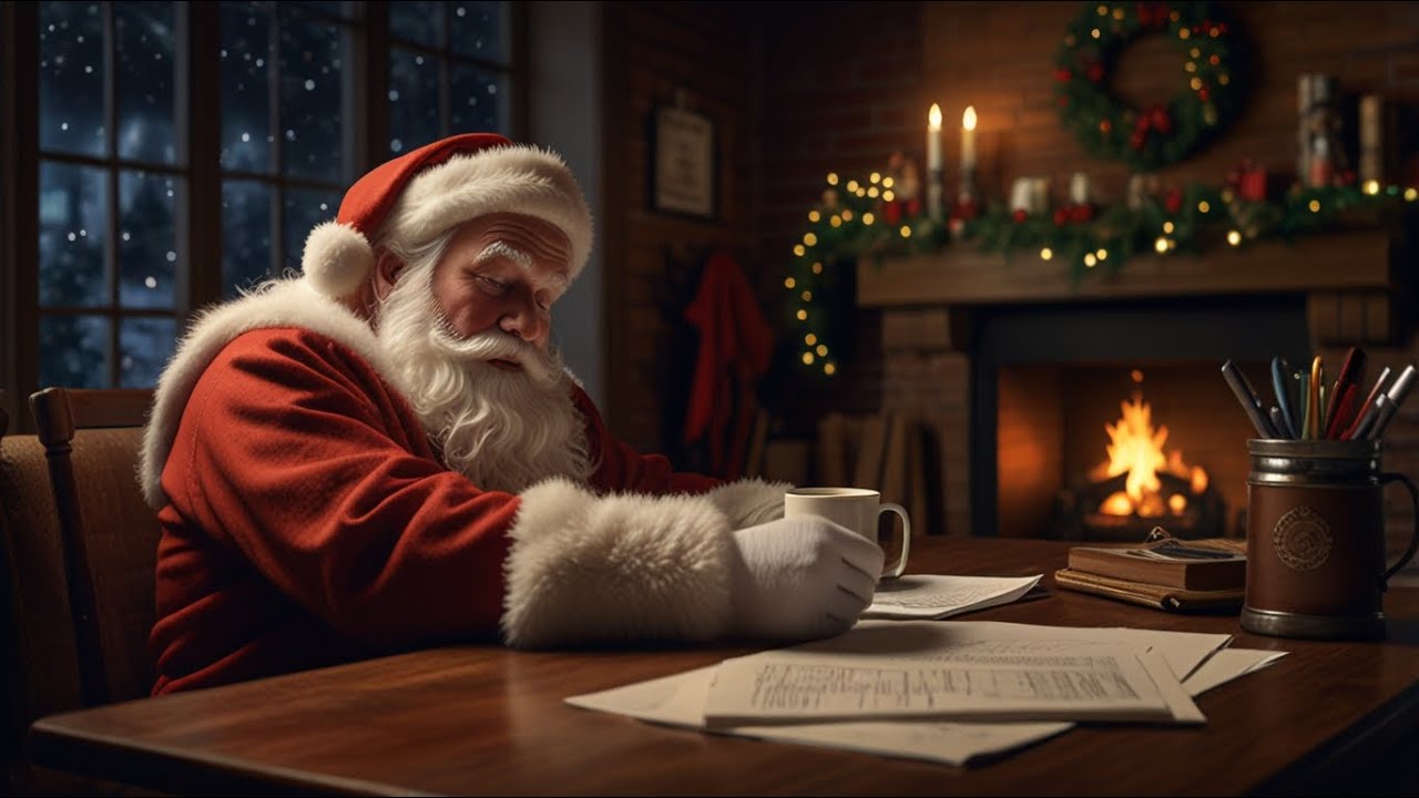 Santa's Cozy Winter Nap | Santa Clause's Sleeping By Fireplace with ...