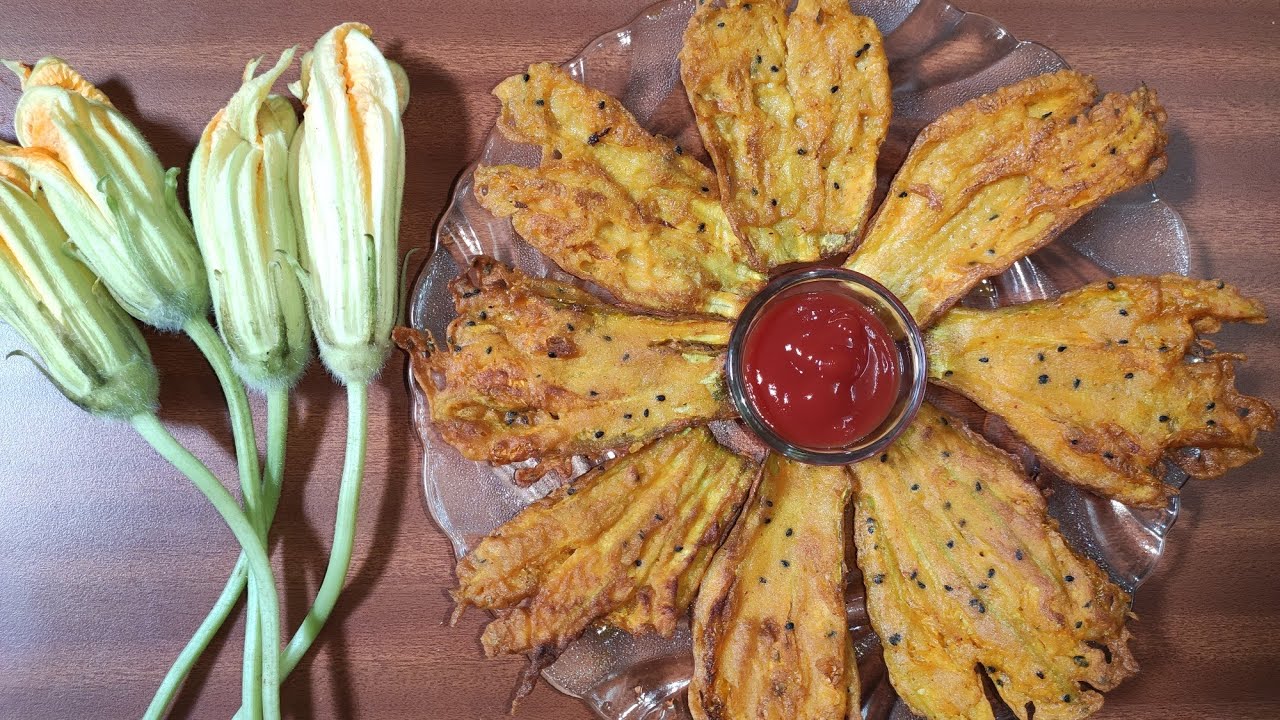 Pumpkin Flower Pakora/Vada Recipe|Kaddu ke phool ke Pakode|Kakharu ...