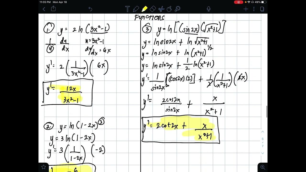 Differentiation of Logarithmic and Exponential Functions - YouTube