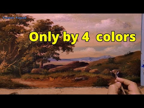 How I Paint Landscape Just By 4 Colors Oil Painting Landscape Step By ...