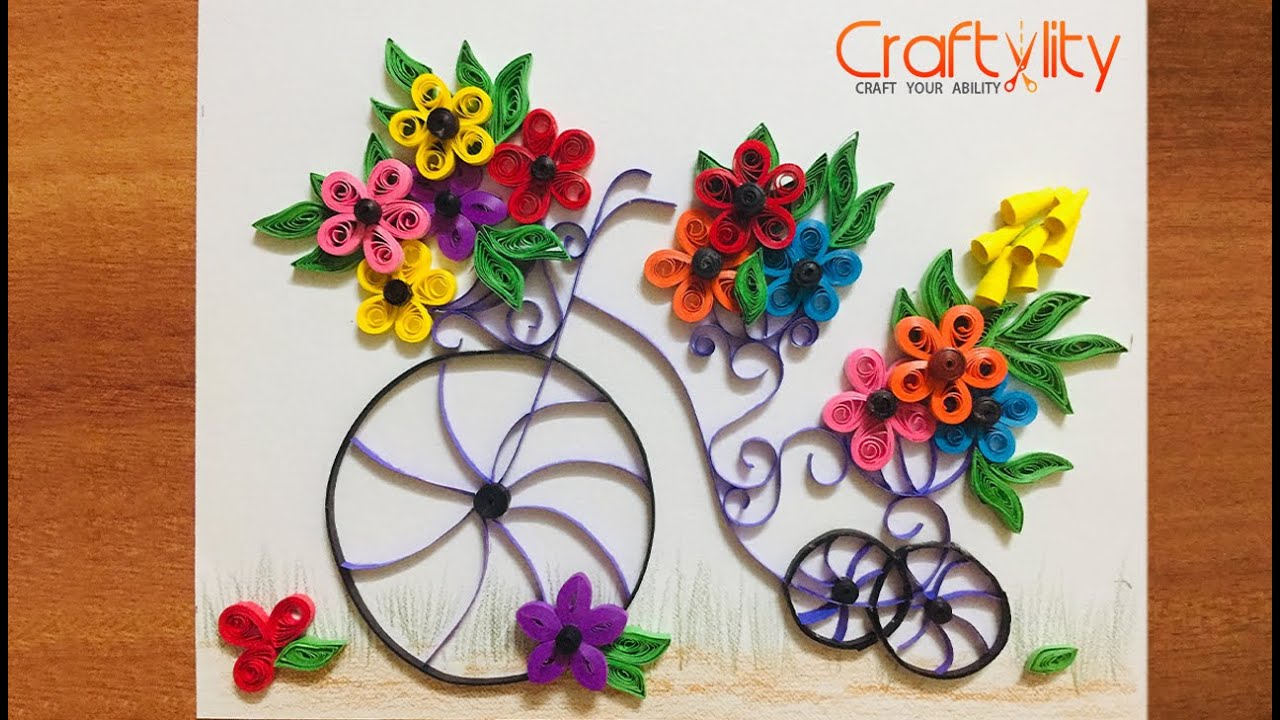 Paper Quilling Beautiful Card | Paper Quilling antique tricycle with ...